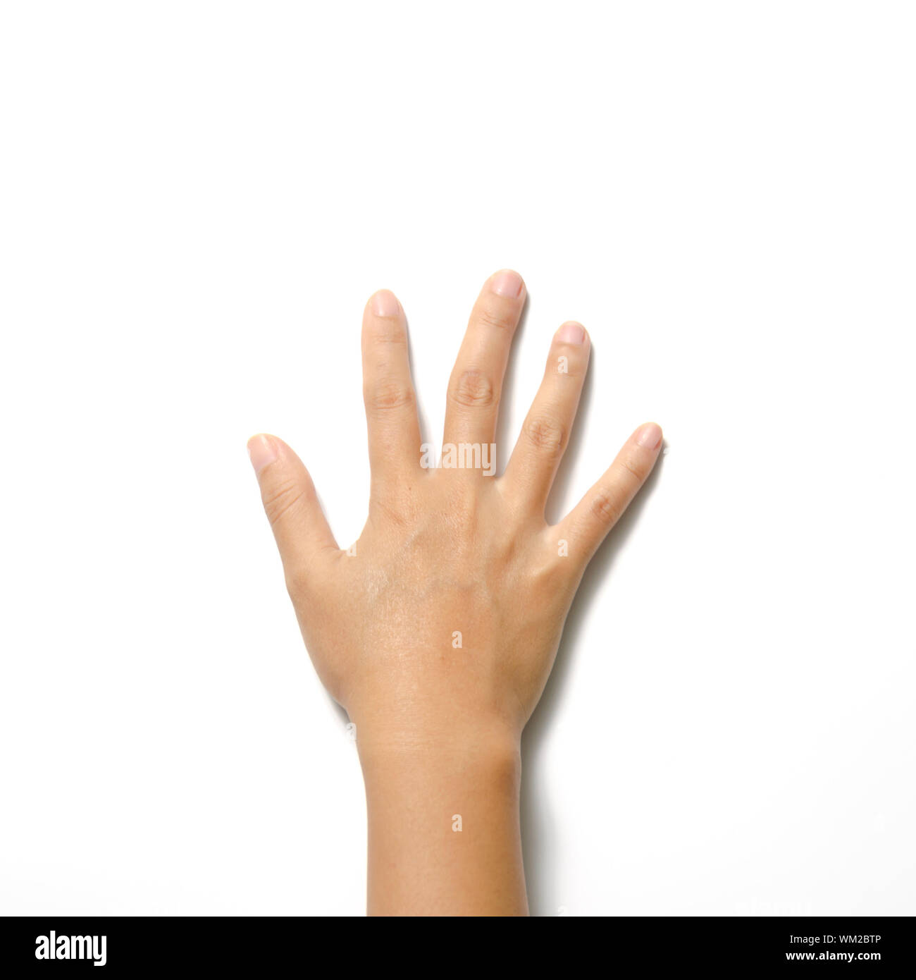woman open hand symbol on a white background Stock Photo - Alamy