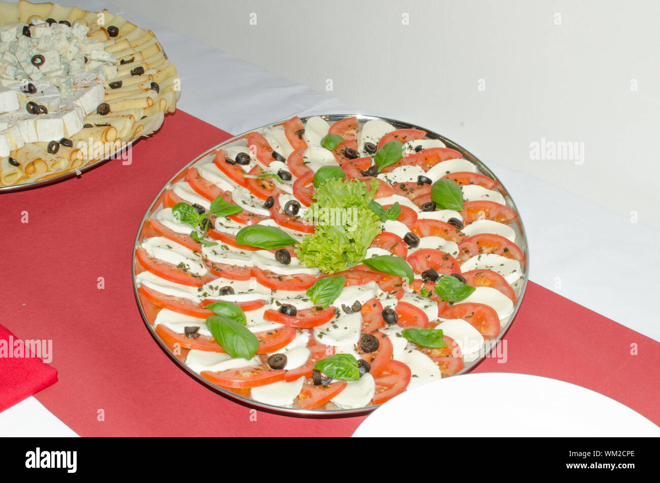 Junket - platter with cheese and ham Stock Photo - Alamy