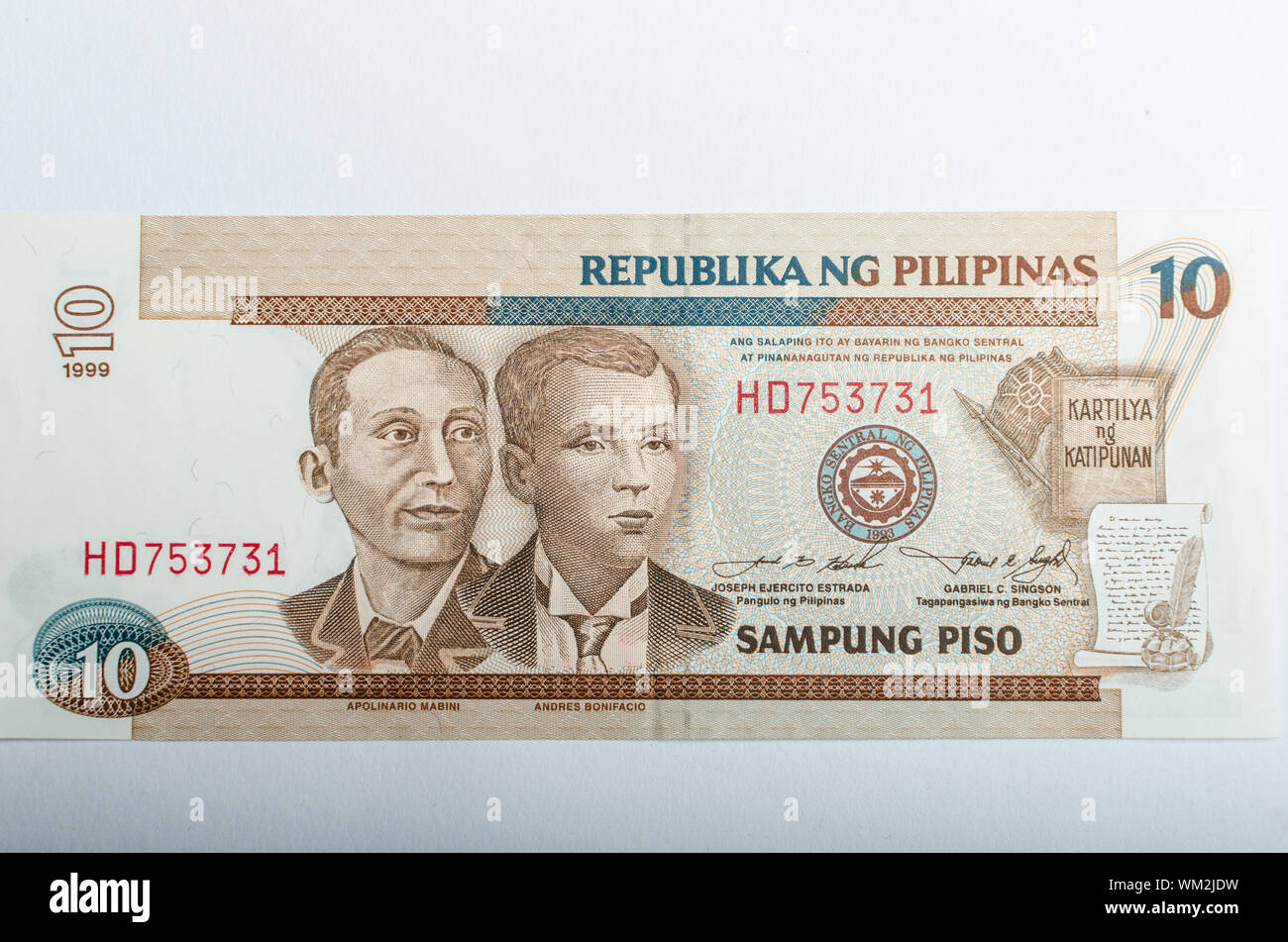 Old Philippines banknotes money background, all real money Stock Photo ...