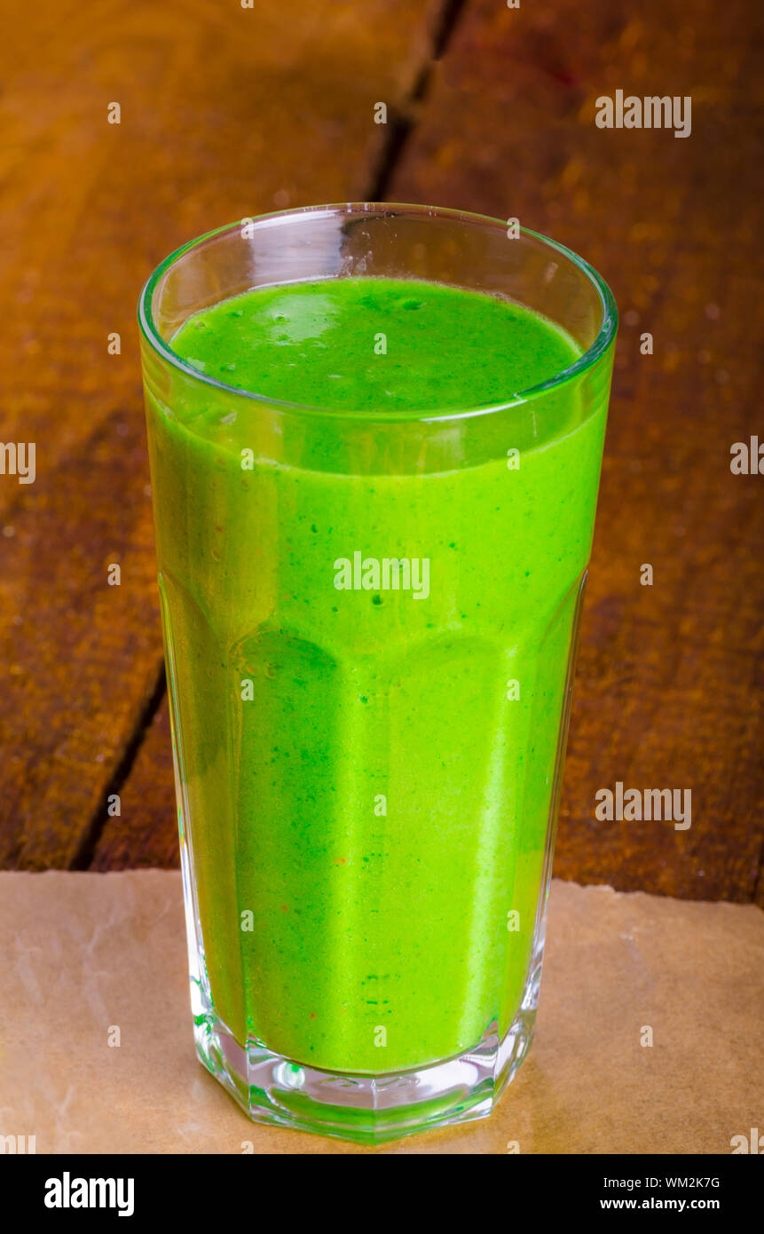 Banana herbs smoothie, bio drink fresh Stock Photo - Alamy