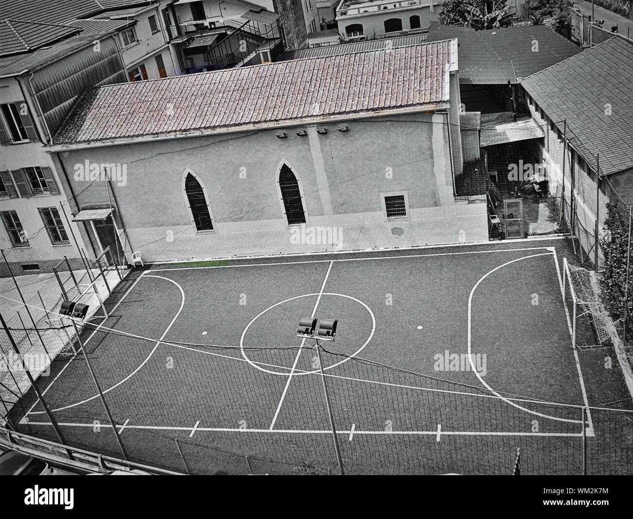 Football Field On Rooftop Stock Photo - Alamy