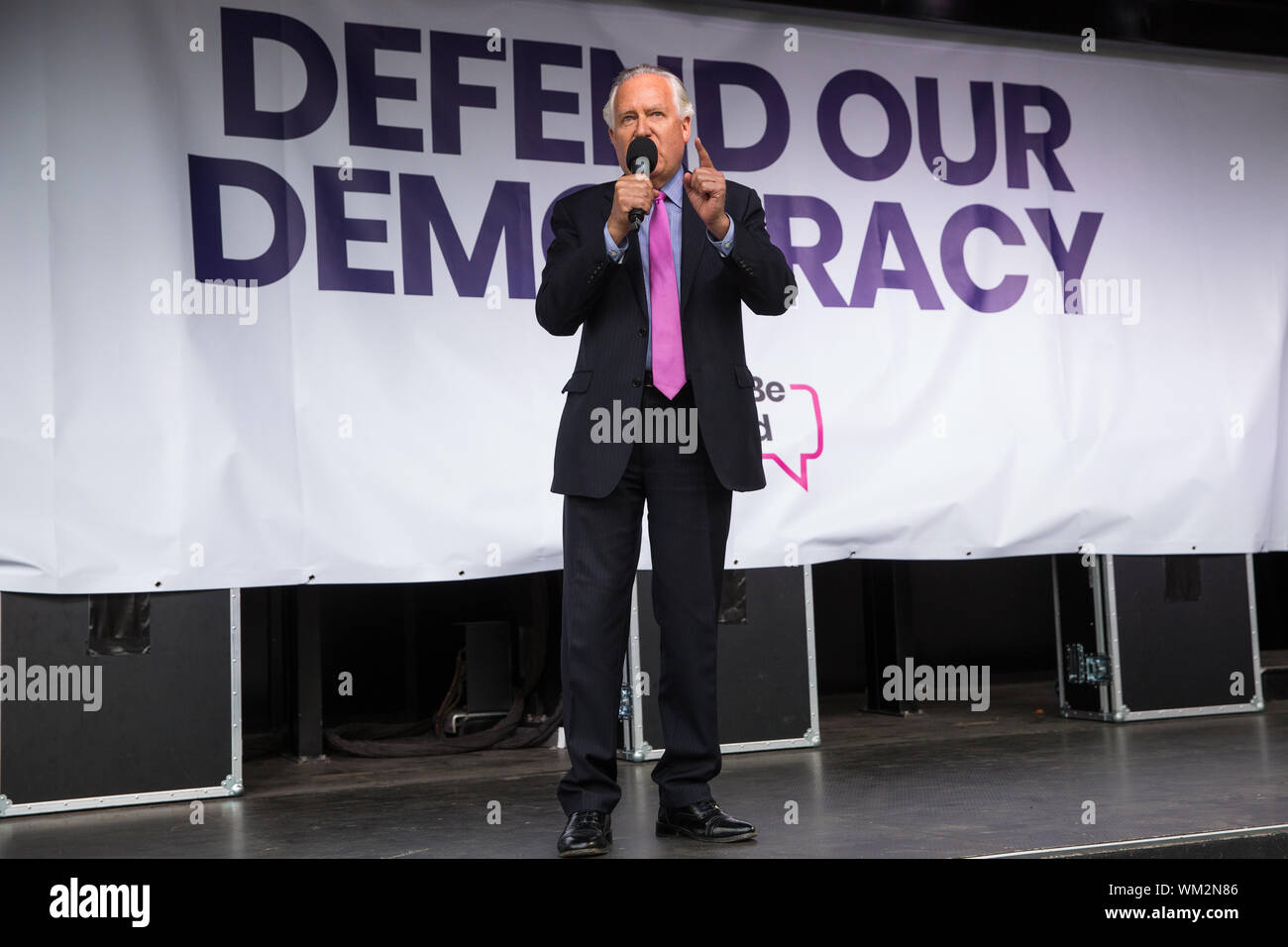 London, UK. 4 September, 2019. Baron Hain addresses Remain supporters ...