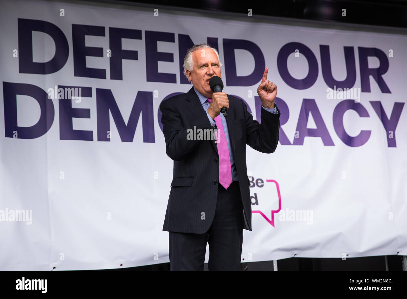London, UK. 4 September, 2019. Baron Hain addresses Remain supporters ...