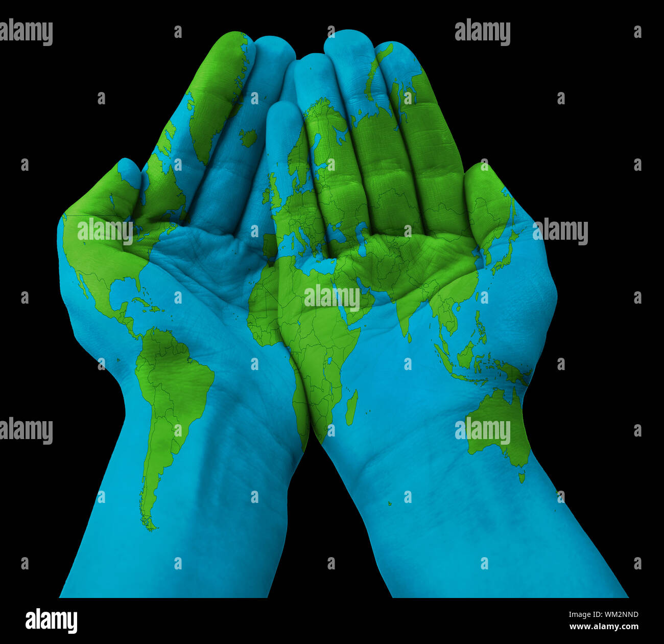 World map painted hands isolated hi-res stock photography and images ...
