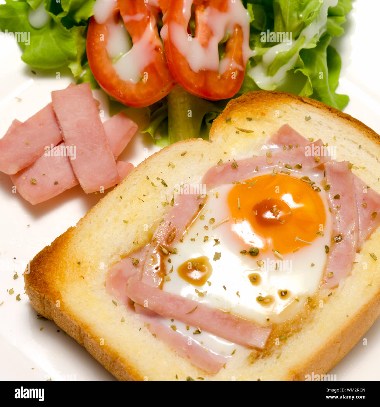 breakfast egg in a hole Stock Photo - Alamy