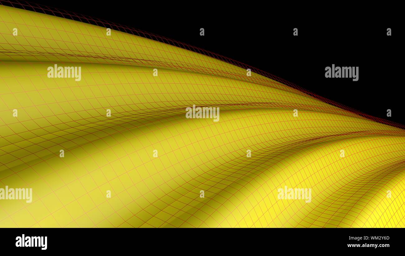 Yellow waving surface background - 3d rendering illustration Stock ...