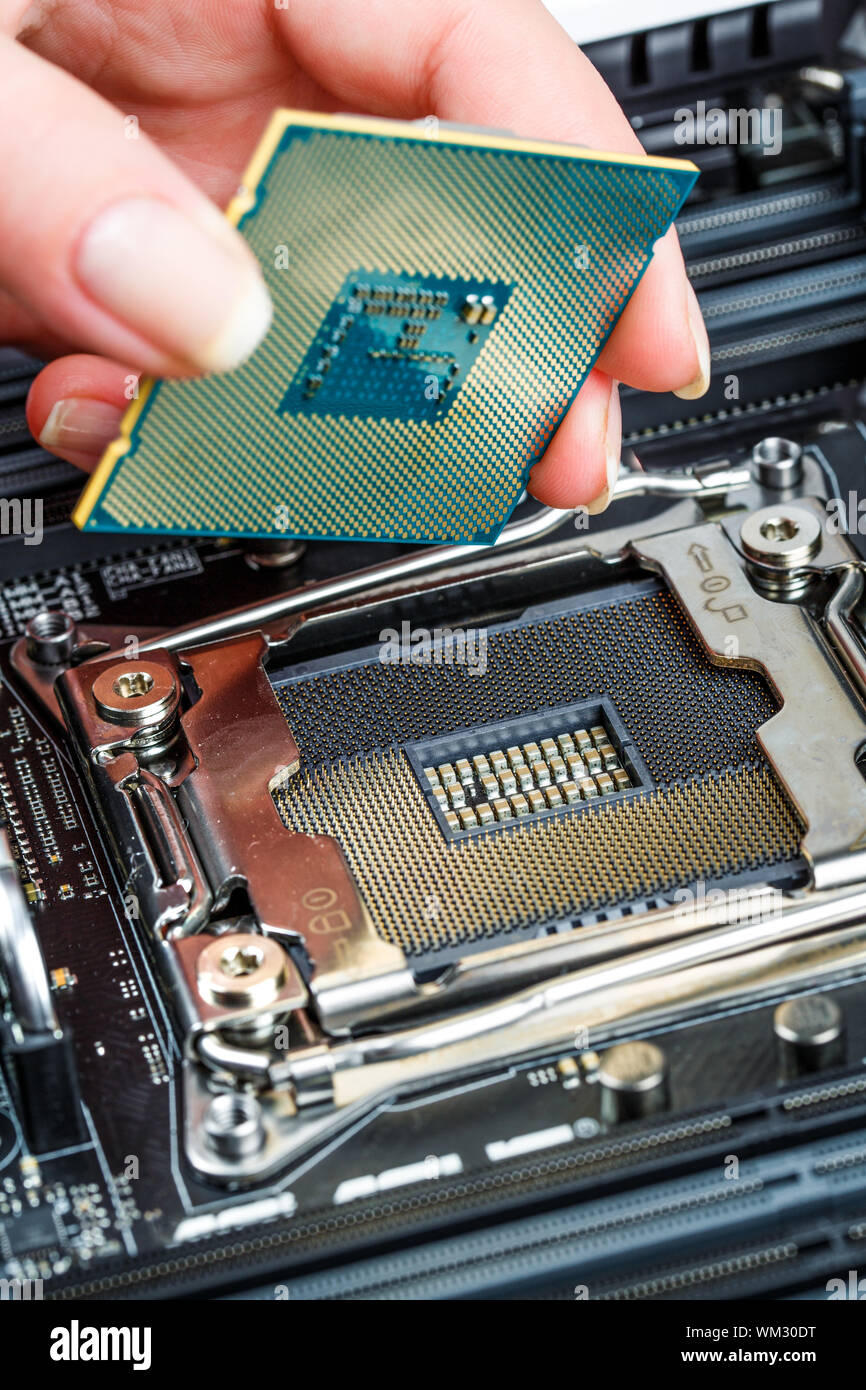 Modern processor and motherboard for a home computer Stock Photo - Alamy