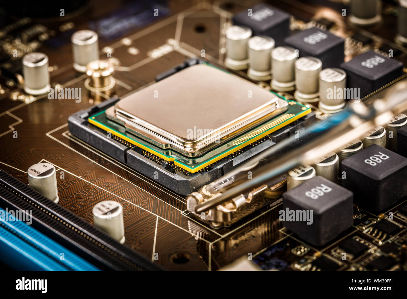 Modern processor and motherboard for a home computer Stock Photo - Alamy