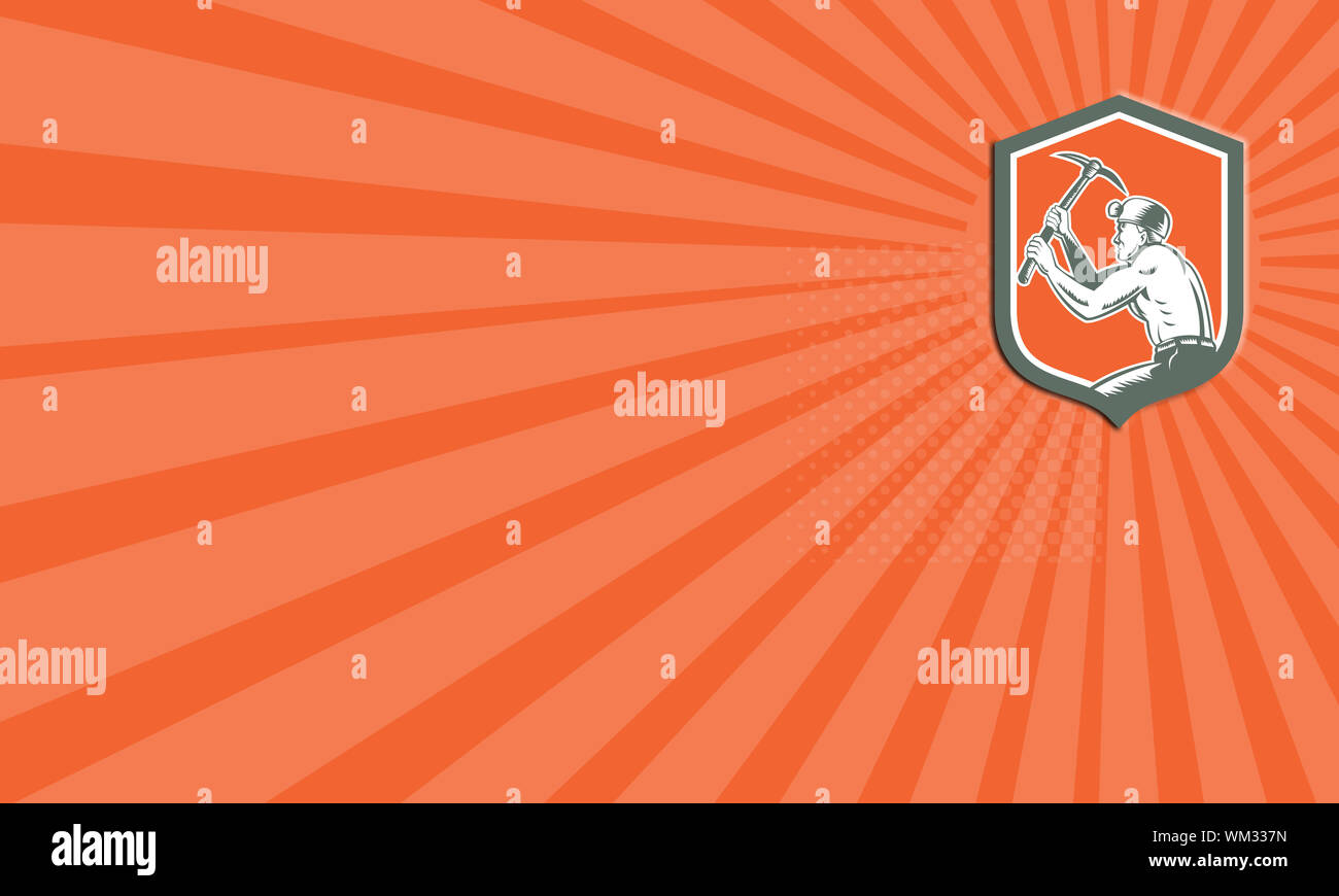 Business card showing illustration of a coal miner hardhat with crossed ...