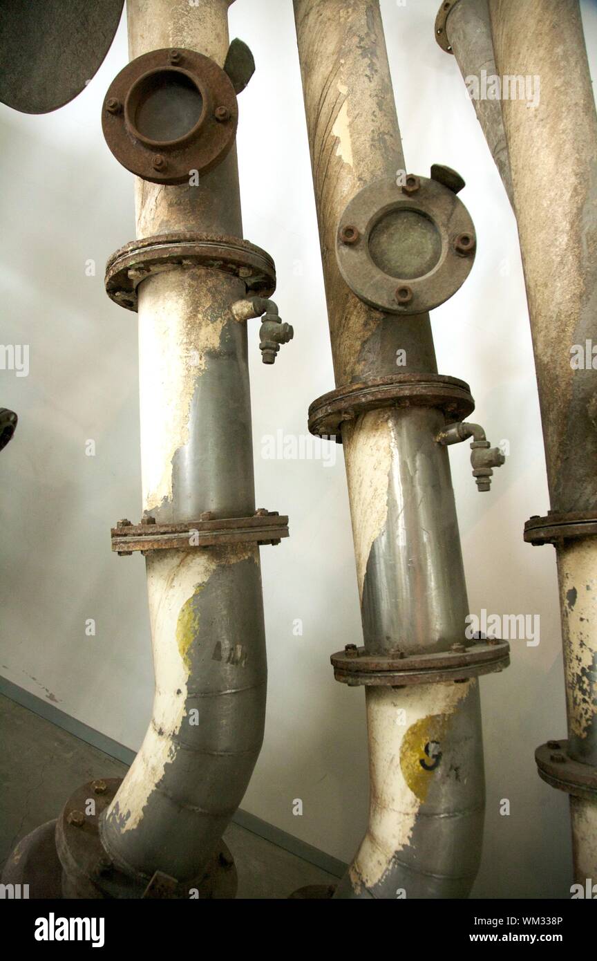 two old industrial big metal grey pipes Stock Photo - Alamy