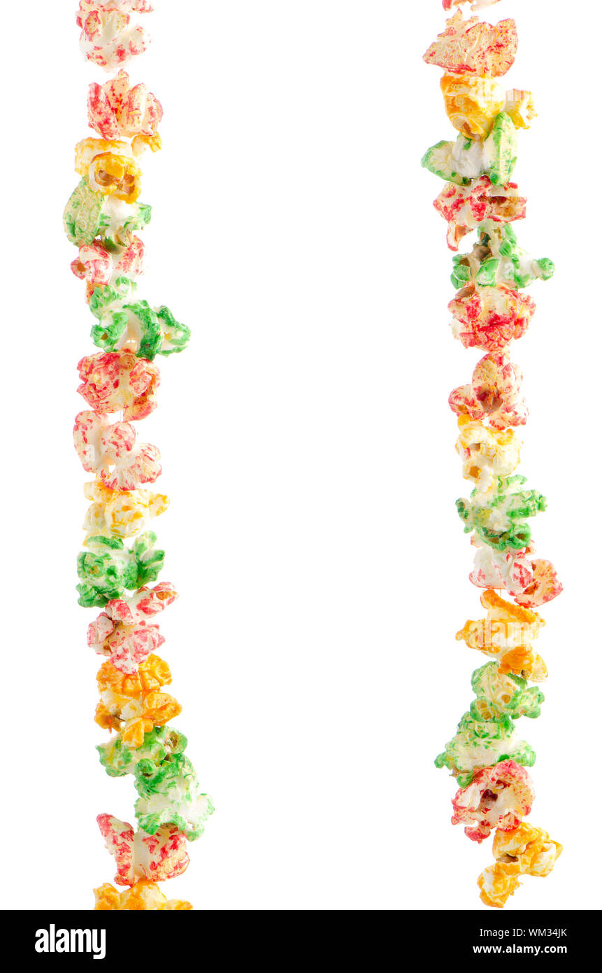 Popped color kernels on two rows isolated on white background Stock ...