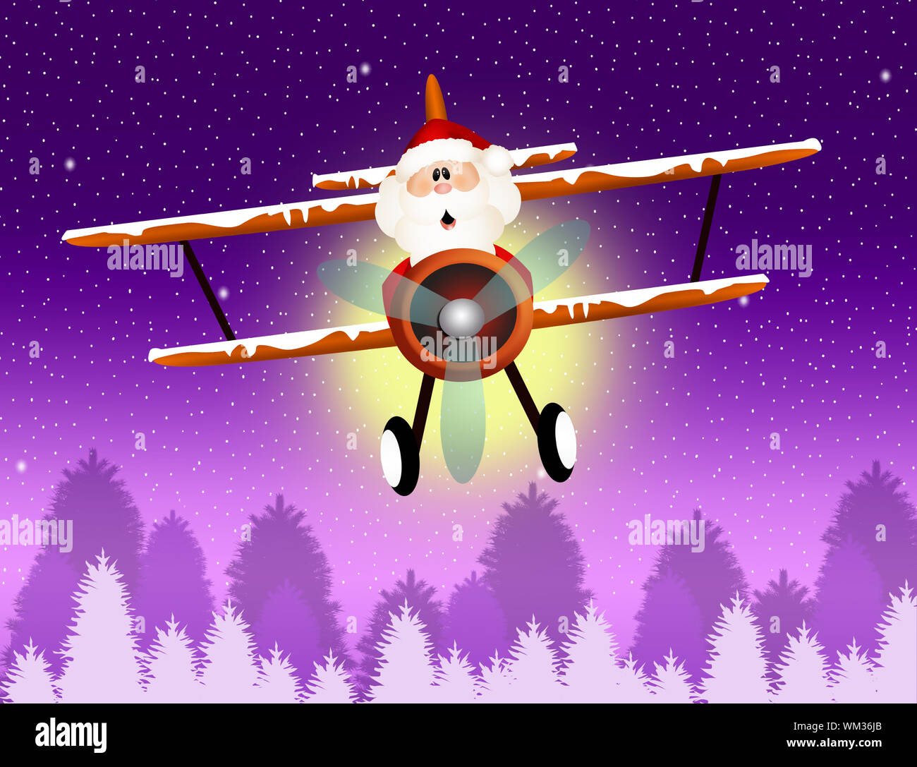 Santa Claus on airplane Stock Photo - Alamy