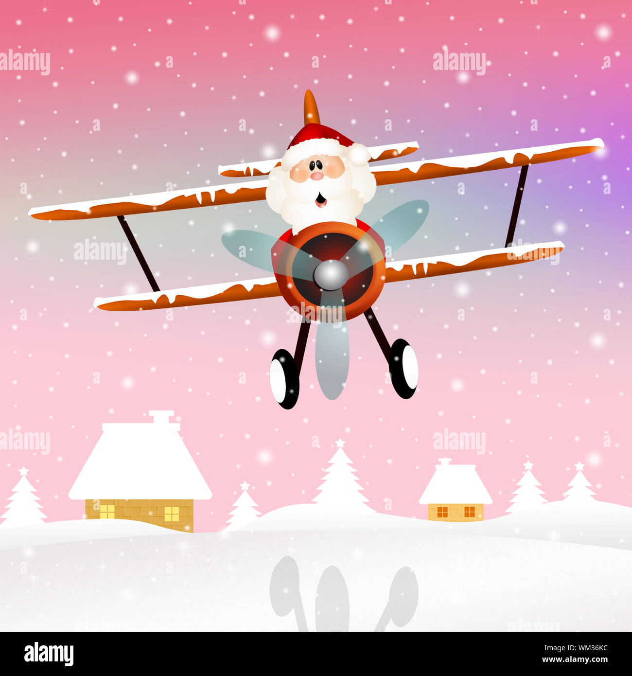 Santa Claus on airplane Stock Photo - Alamy