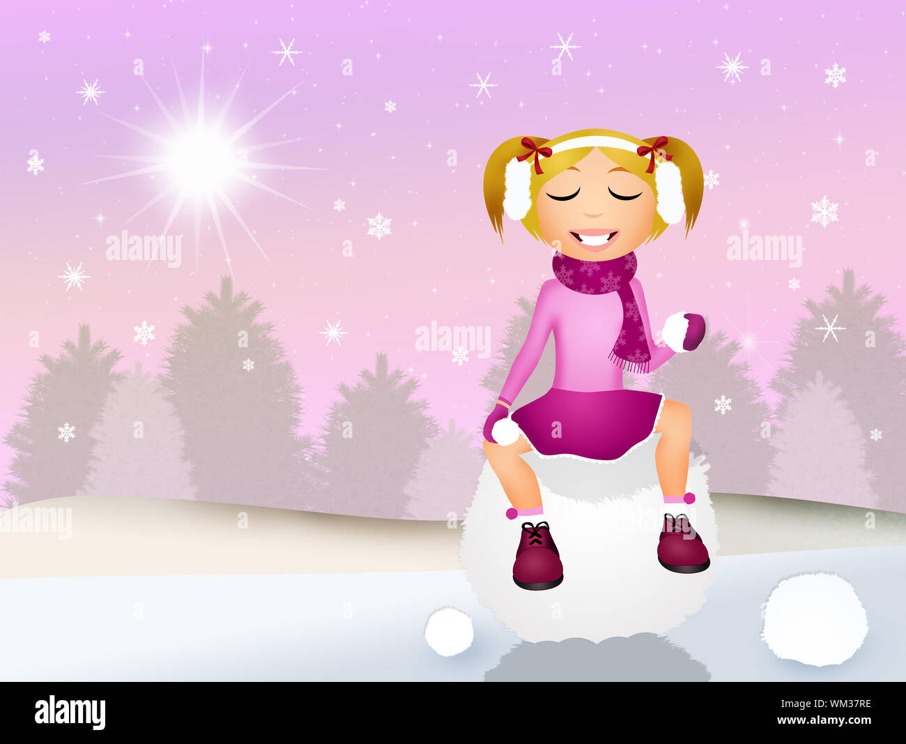 girl on snowball Stock Photo - Alamy