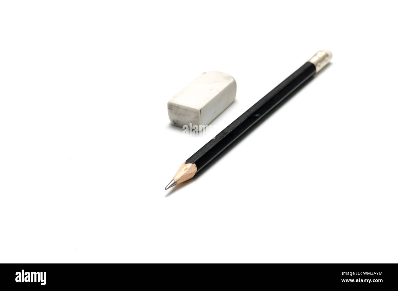 pencil and eraser on a white background Stock Photo - Alamy