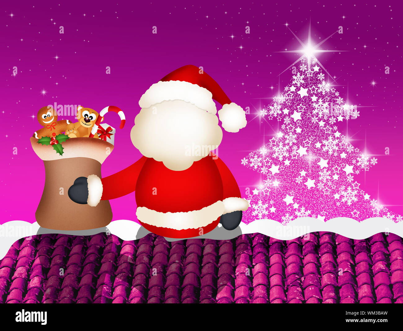 Santa Claus on roof Stock Photo - Alamy