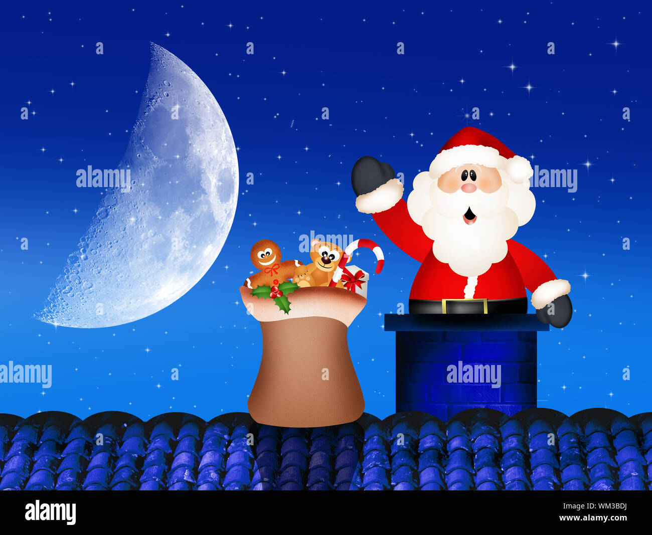 Santa Claus on roof Stock Photo - Alamy