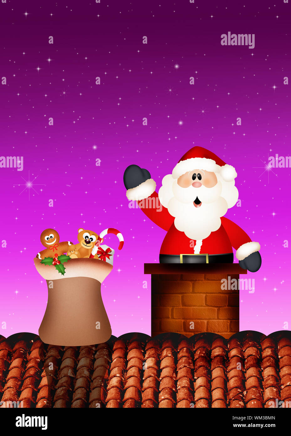 Santa Claus on roof Stock Photo - Alamy