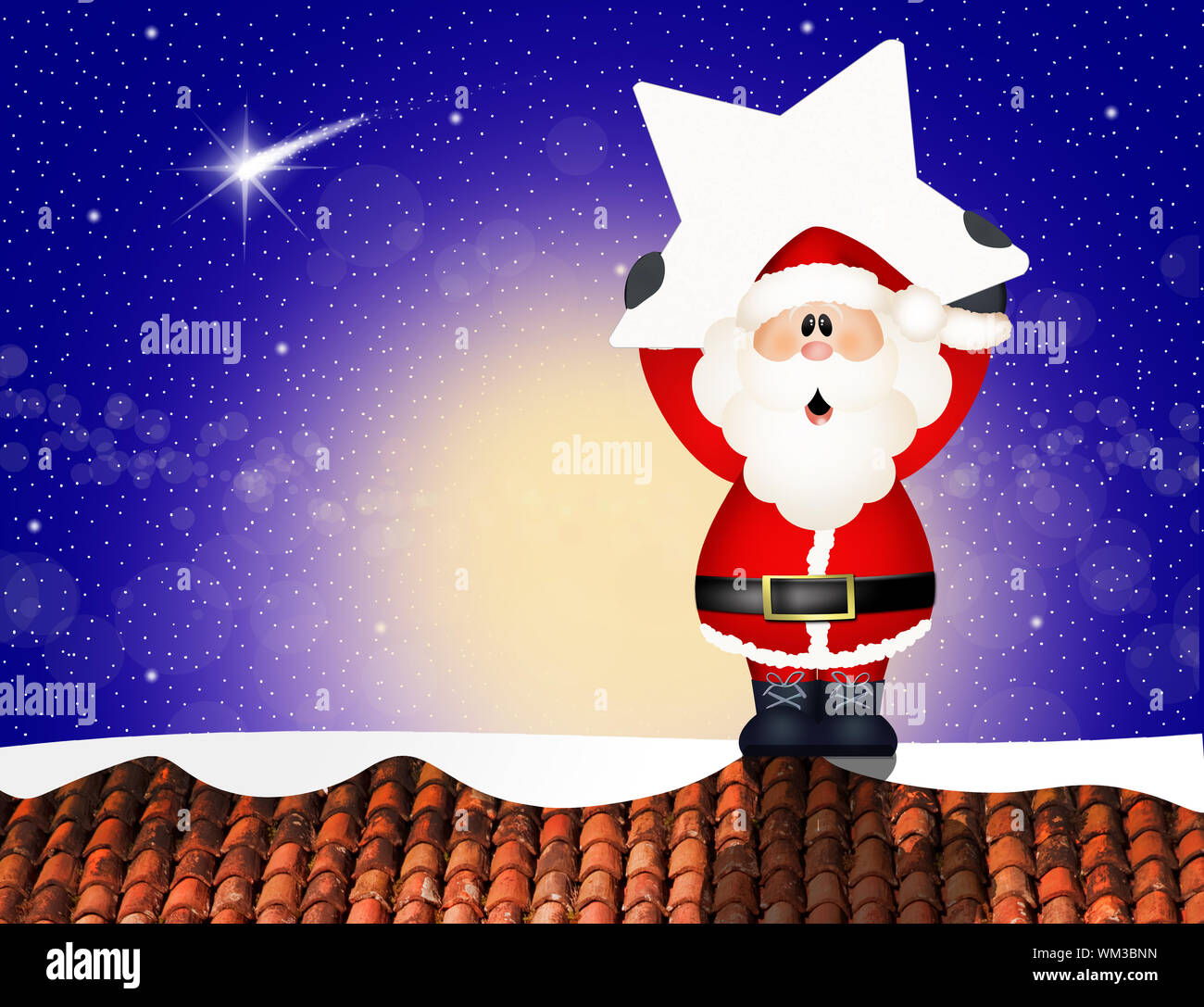 Santa Claus on roof Stock Photo - Alamy