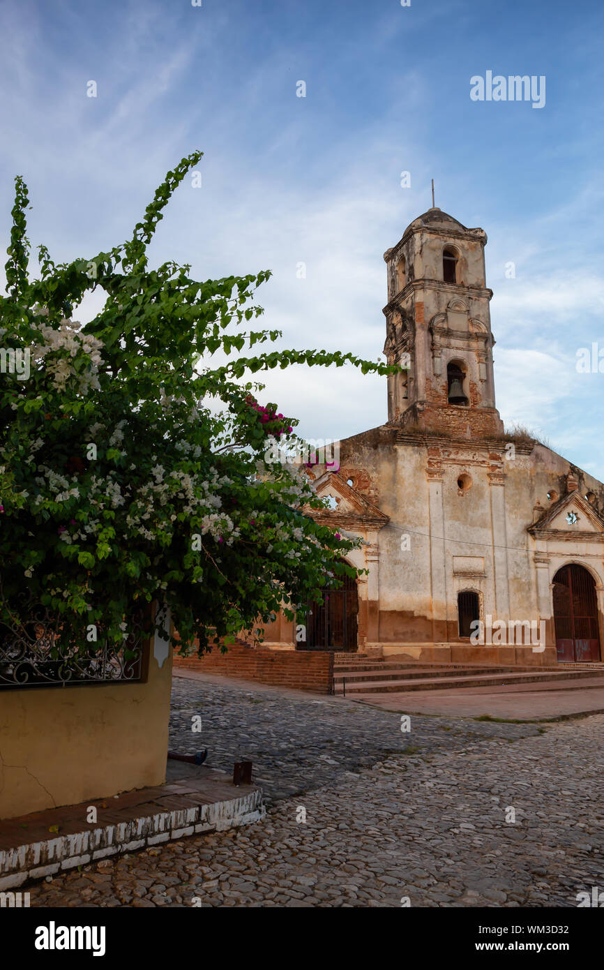 Beautiful View of a Church in a small touristic Cuban Town during a ...