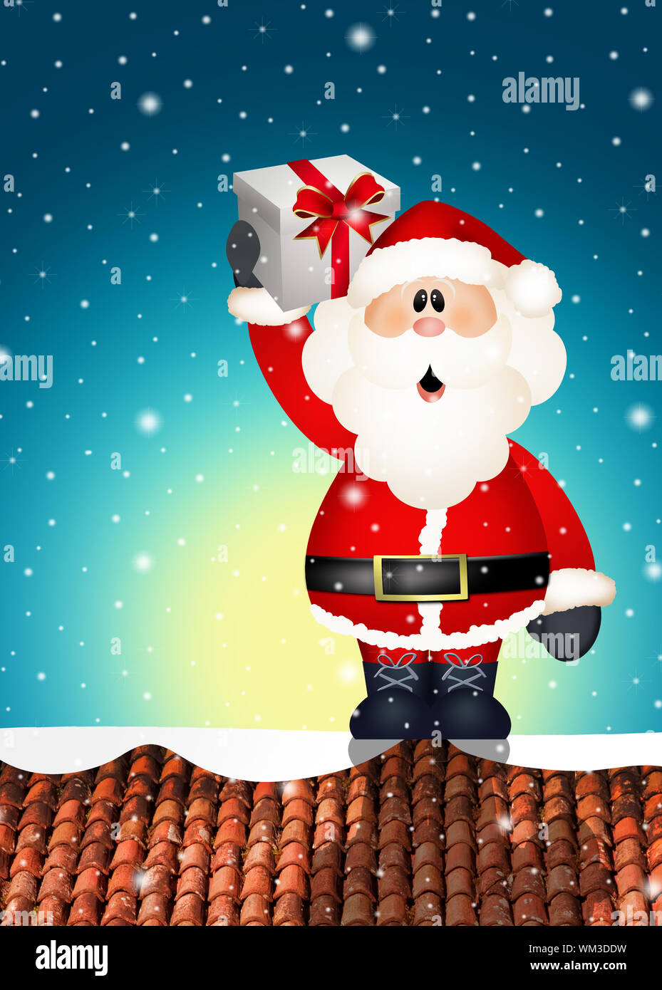 Santa Claus on roof Stock Photo - Alamy