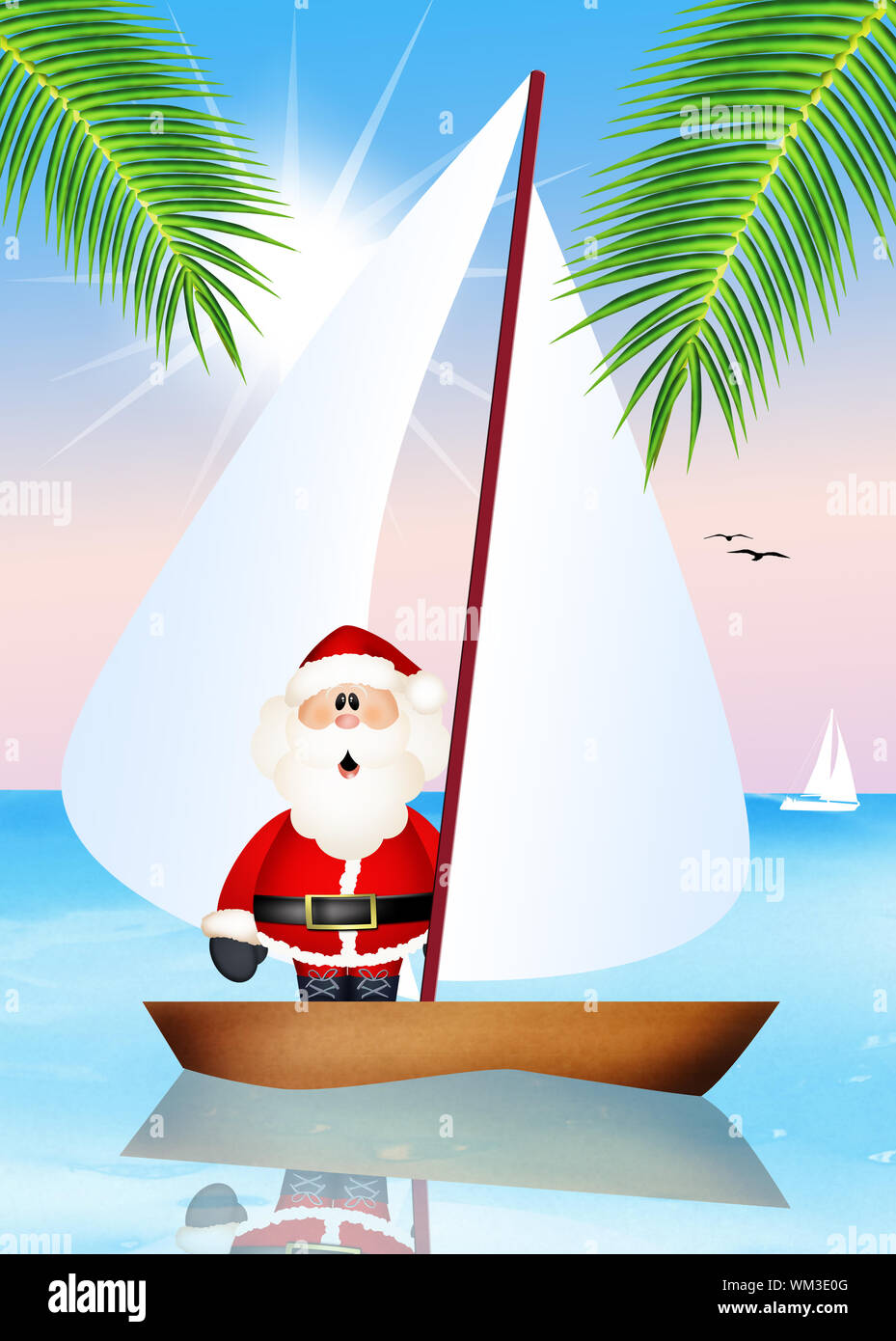 Santa Claus on boat Stock Photo - Alamy