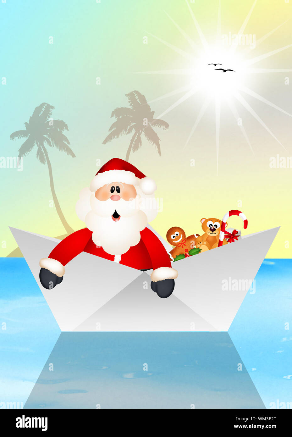 Santa Claus on boat Stock Photo - Alamy