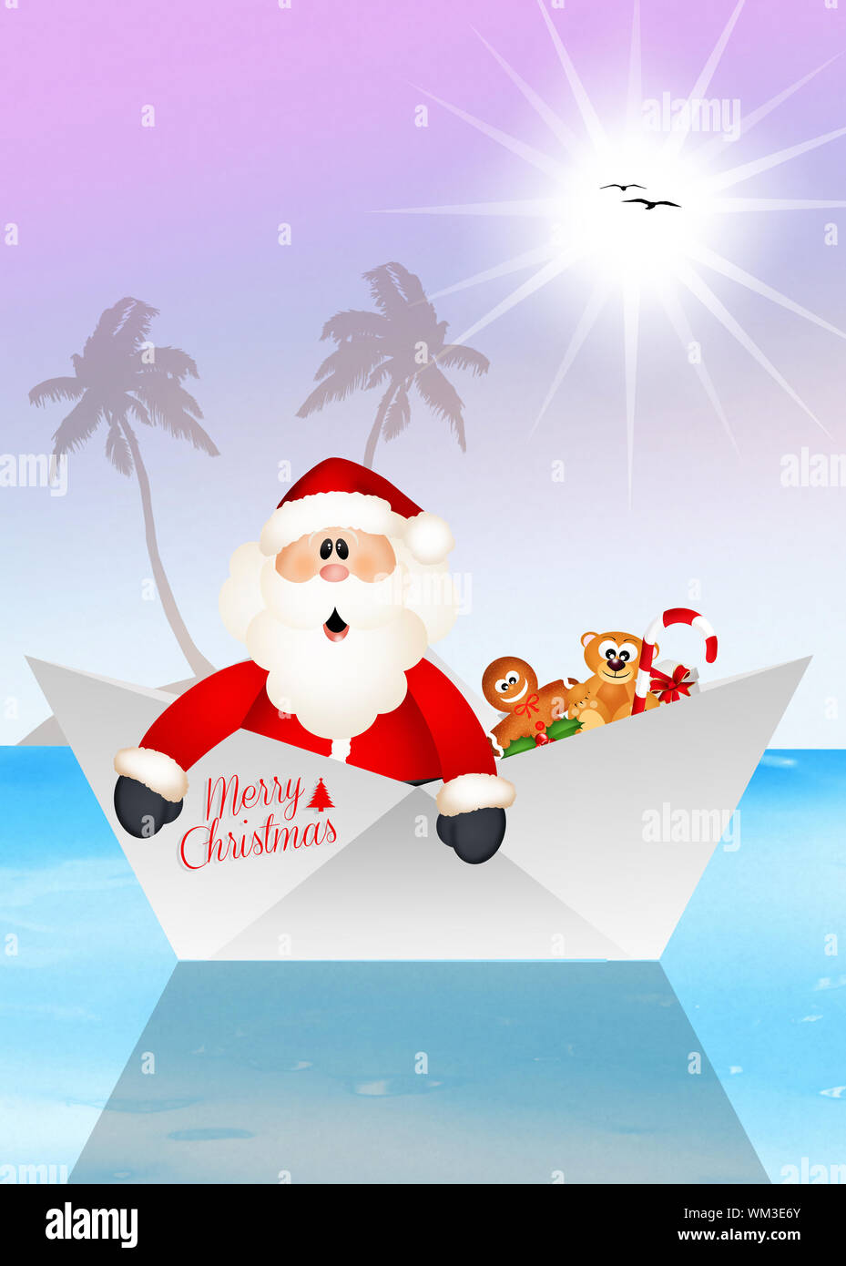 Santa Claus on boat Stock Photo - Alamy