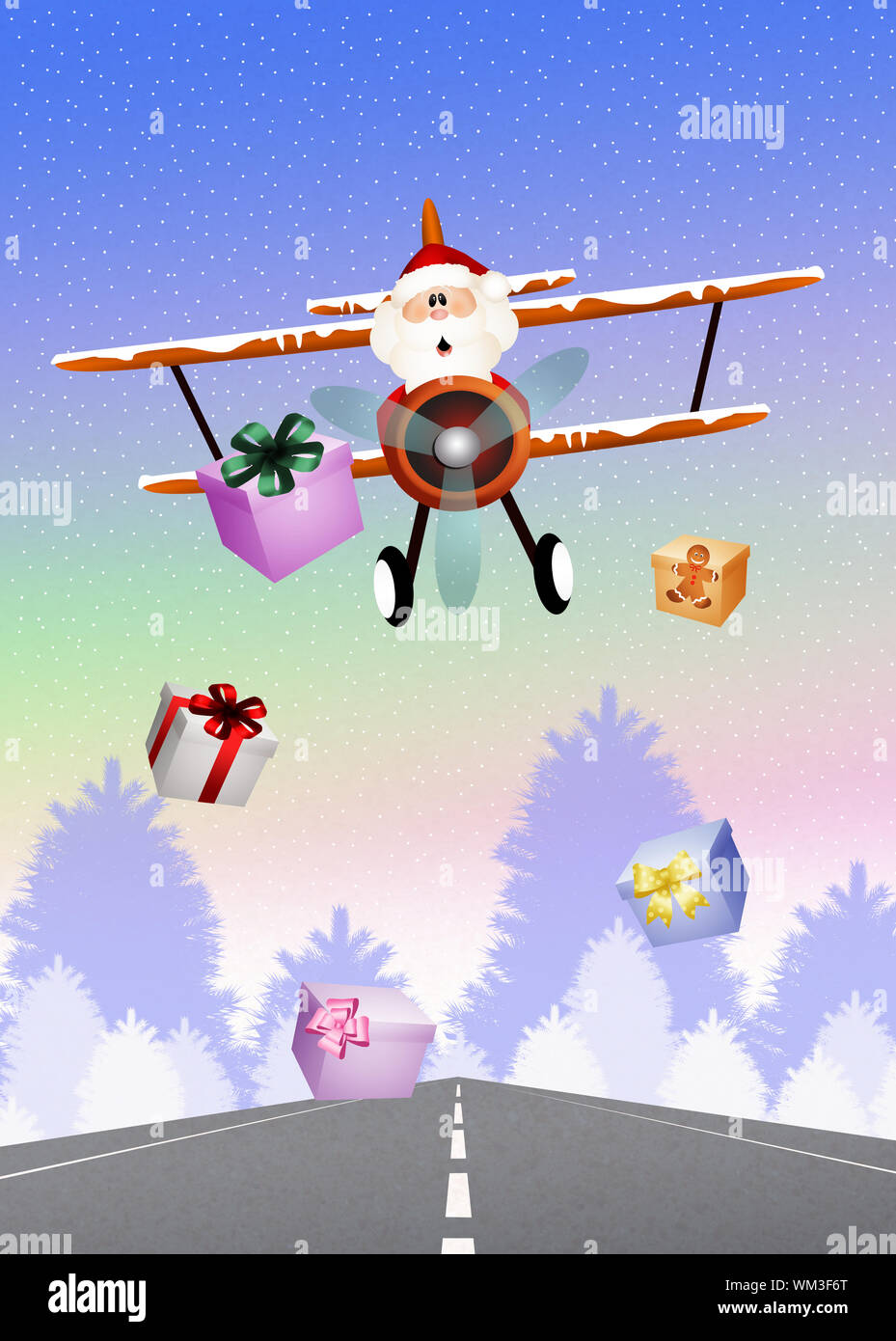 Santa Claus on airplane Stock Photo - Alamy