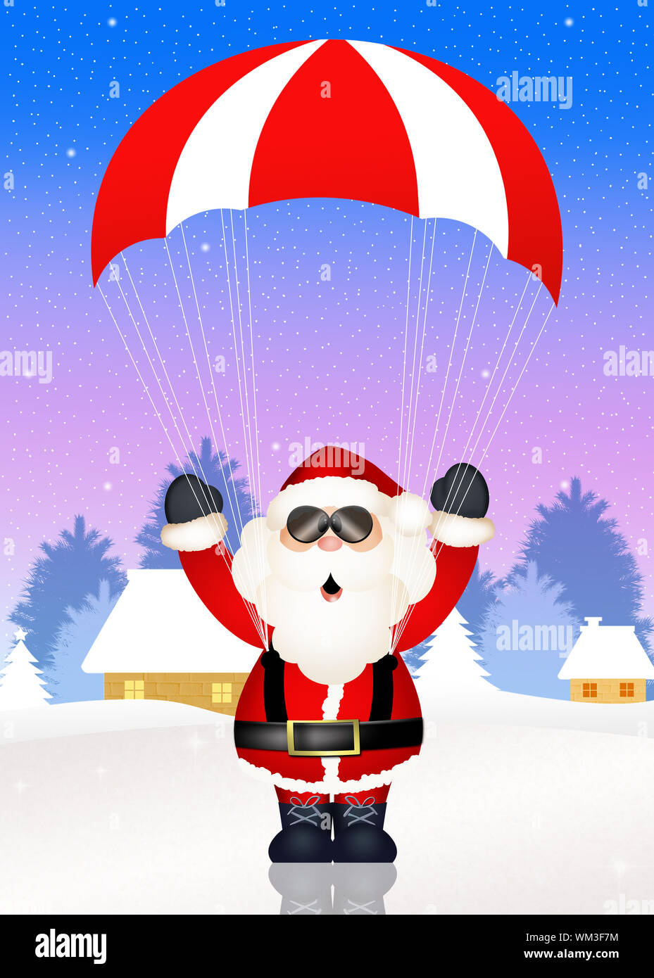 Santa Claus with parachute Stock Photo - Alamy