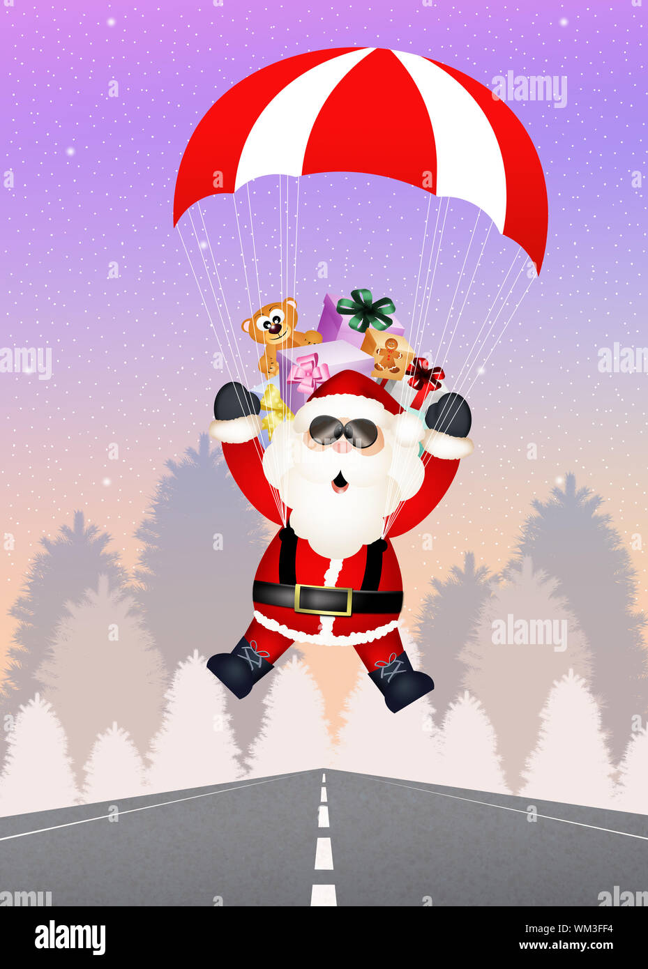 Santa Claus with parachute Stock Photo - Alamy