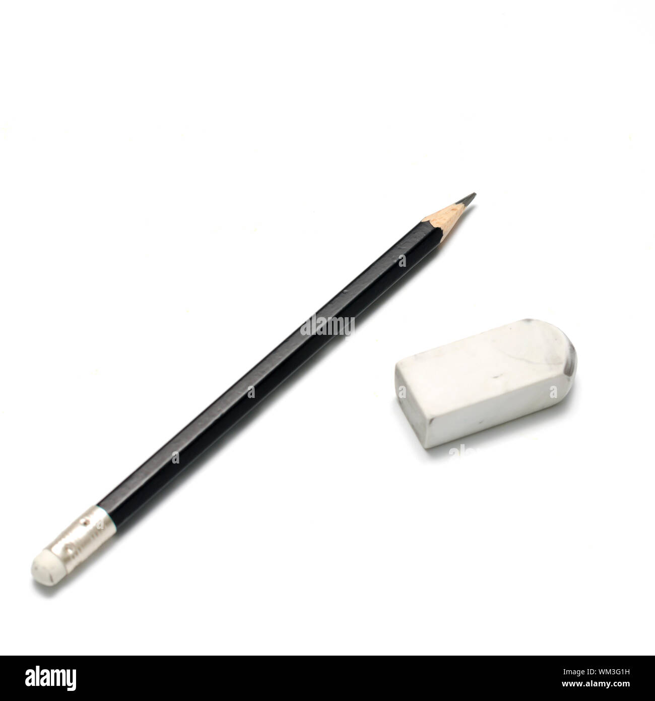 pencil and eraser on a white background Stock Photo - Alamy