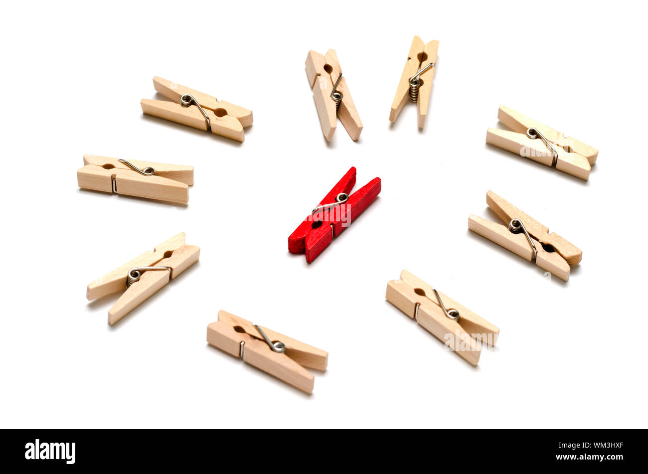 wood cloth pin on a white background Stock Photo - Alamy