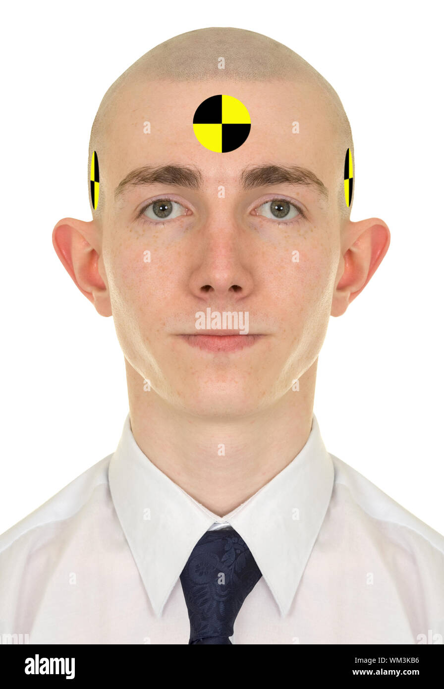 Portrait of the young man - crash dummy Stock Photo - Alamy