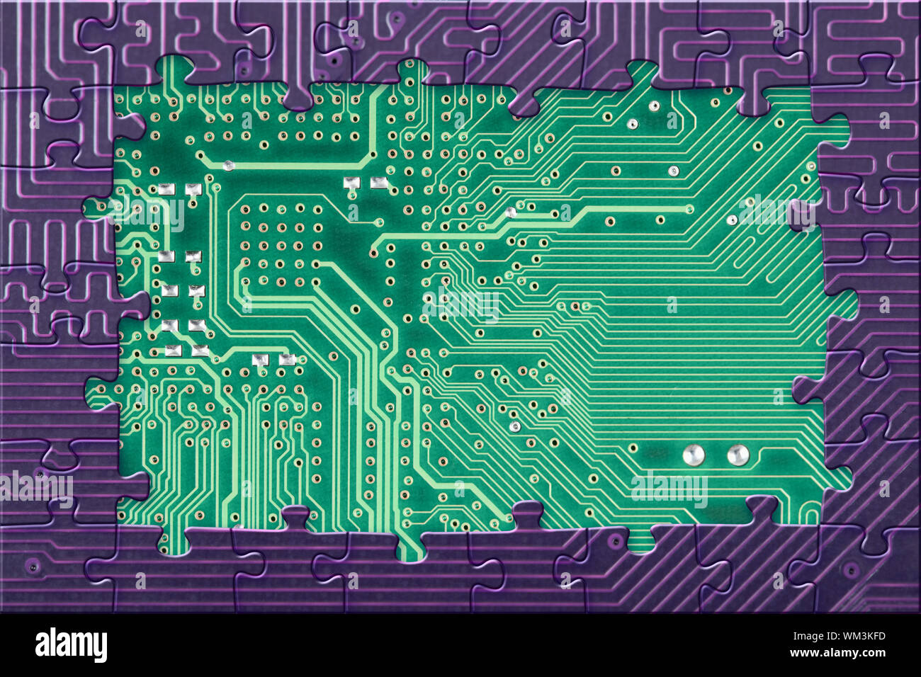 Abstract frame from electronic circuit board puzzle Stock Photo - Alamy