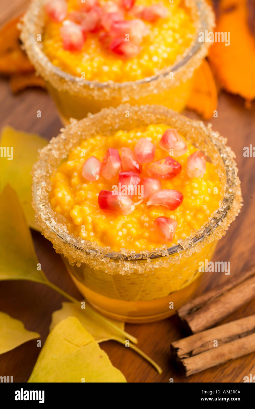 pumpkin pudding with tapioca pearls Stock Photo - Alamy