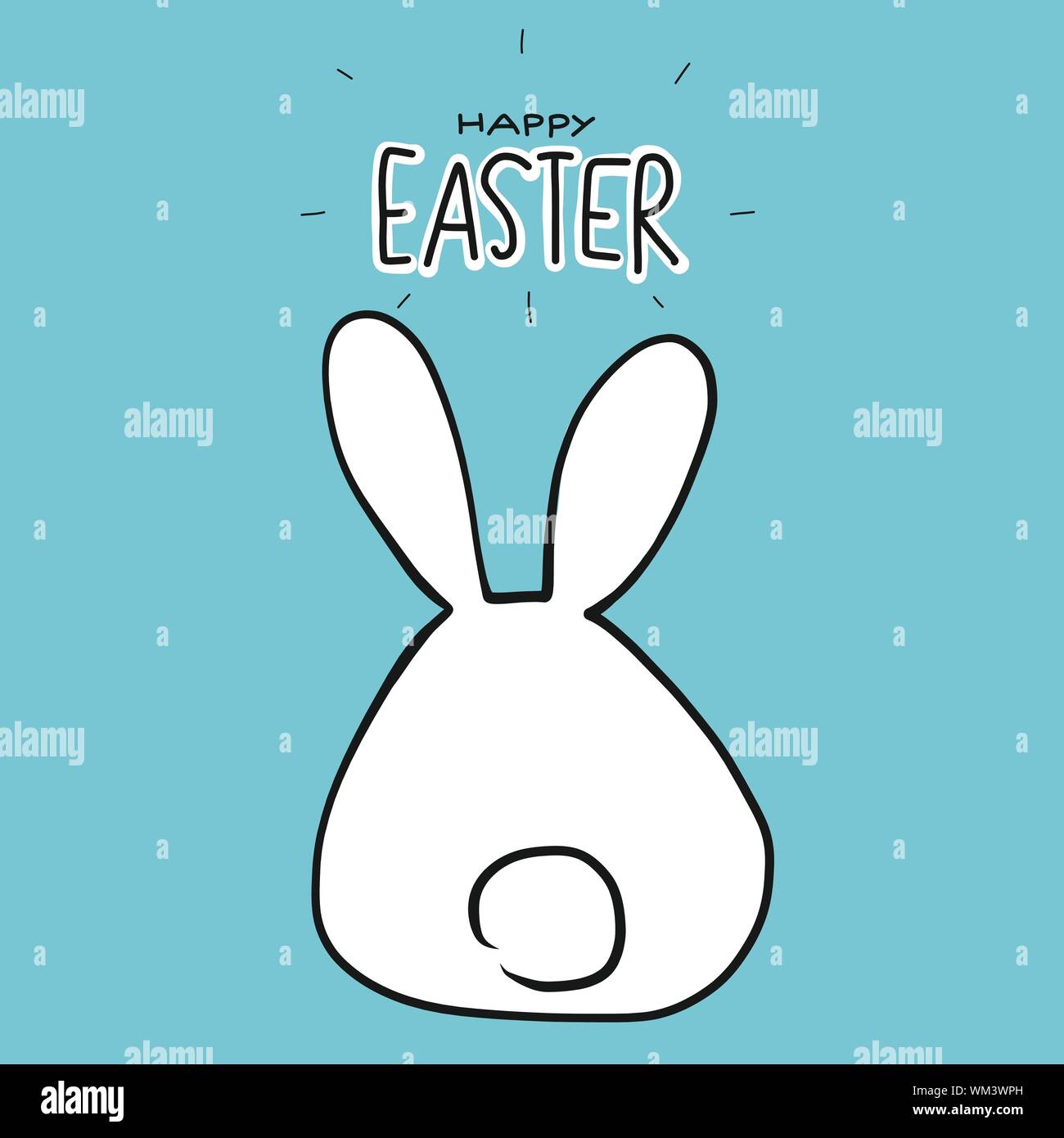 Rabbit looking from behind happy Easter cute cartoon vector ...