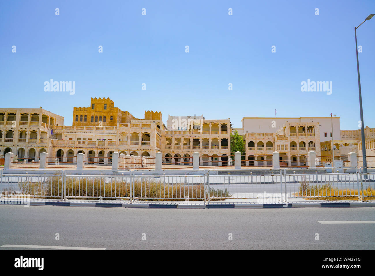 Old traditional architectural souq buildings in Doha from street Stock ...