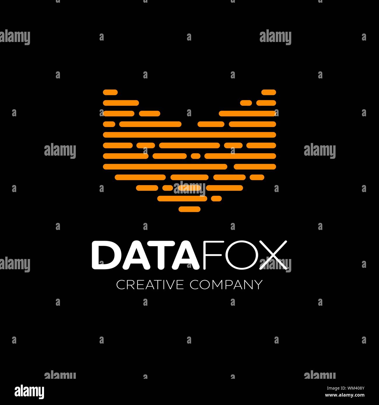 Fox data logo illustration. Head fox with share icon in line style ...