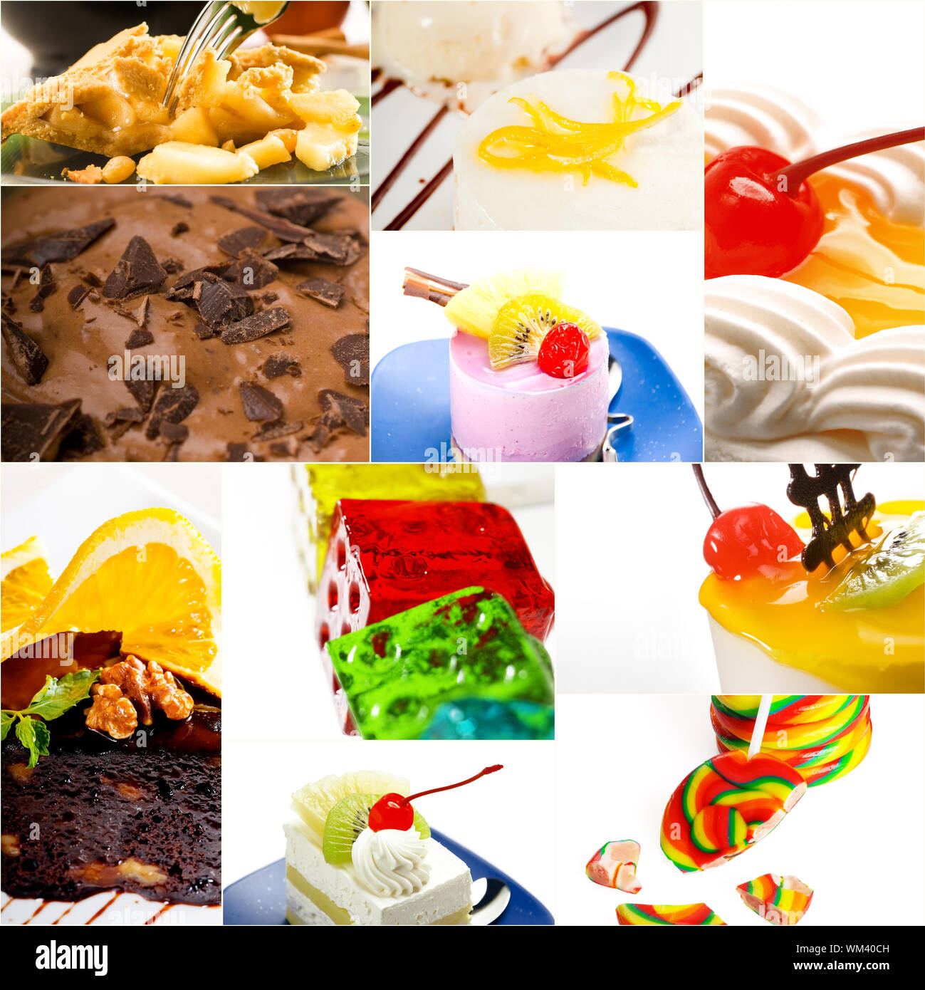 dessert cake and sweets collection collage bright mood Stock Photo - Alamy