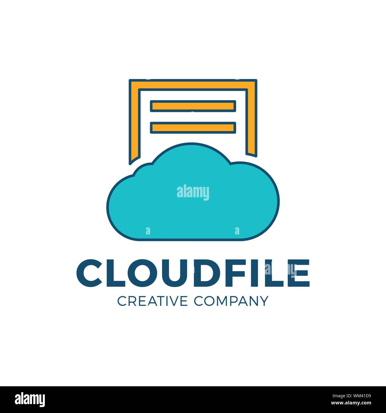 Cloud file logotype storage with document or folder icon Stock Vector ...
