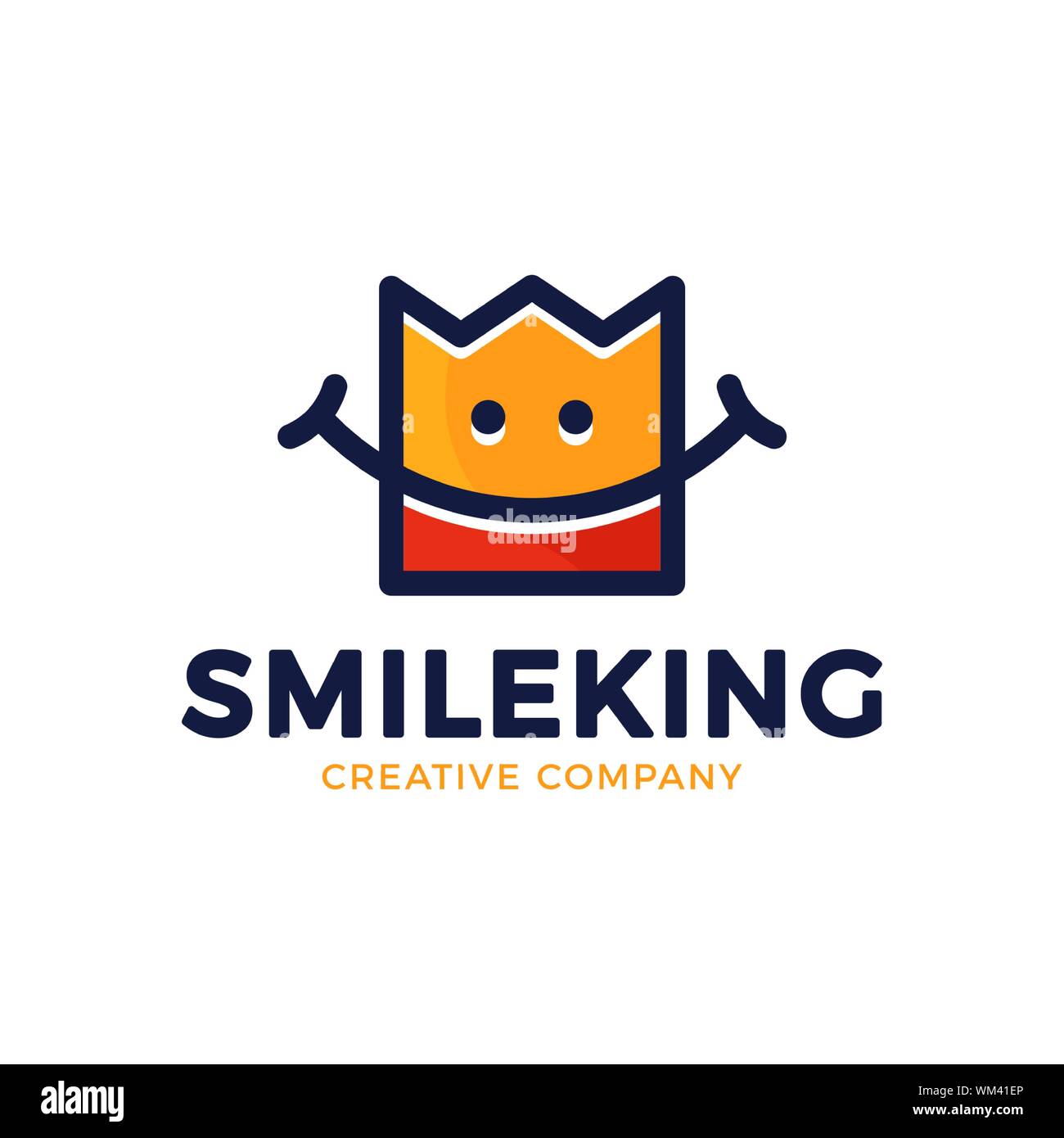 Simple smile with king crown head logo Stock Vector Image & Art - Alamy