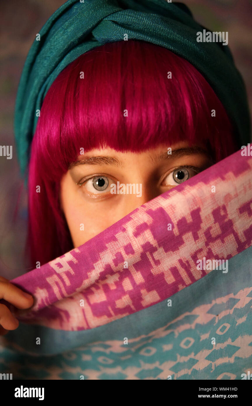 Hair covering face portrait hi-res stock photography and images - Alamy