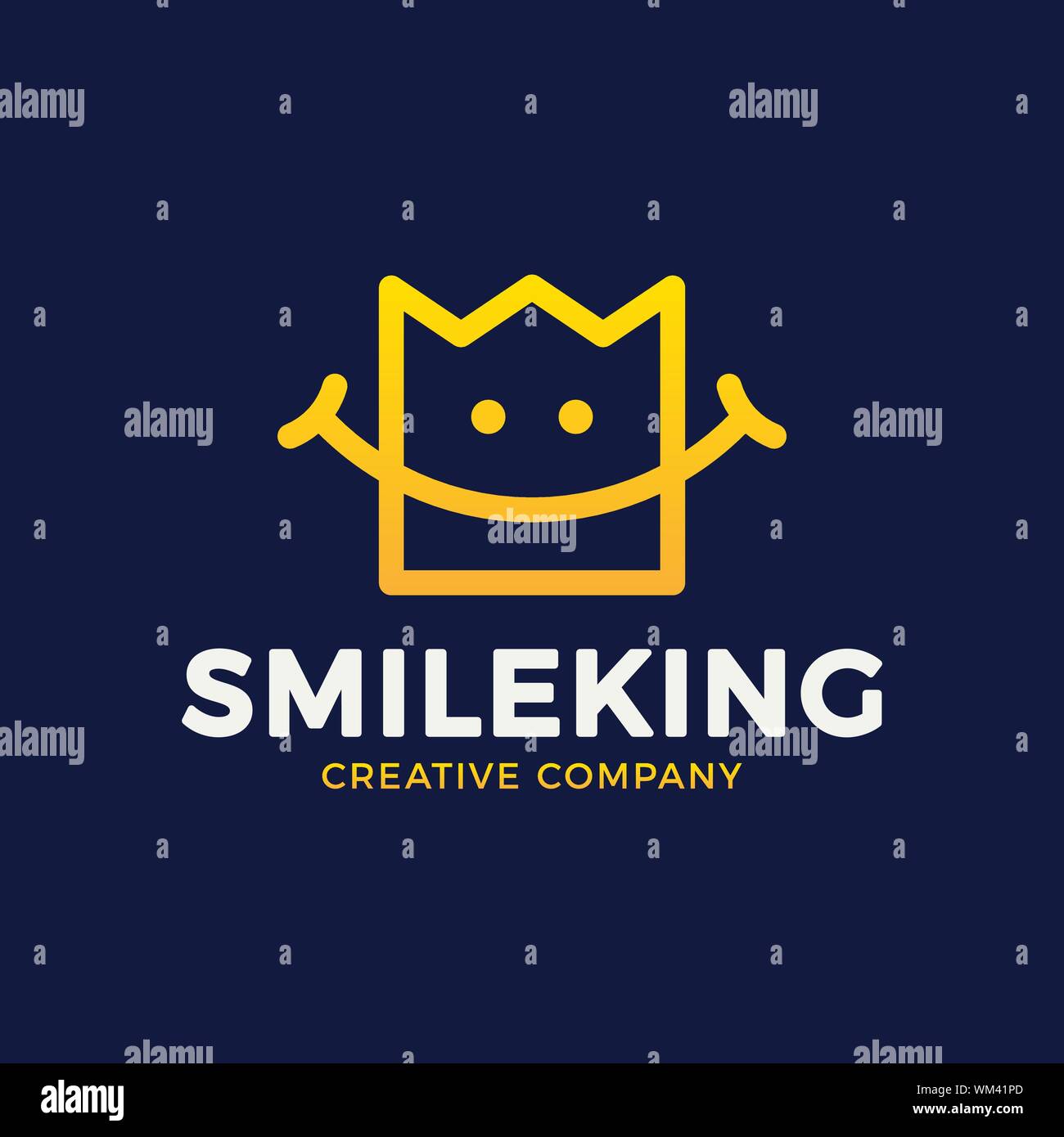 Simple smile with king crown head logo Stock Vector Image & Art - Alamy