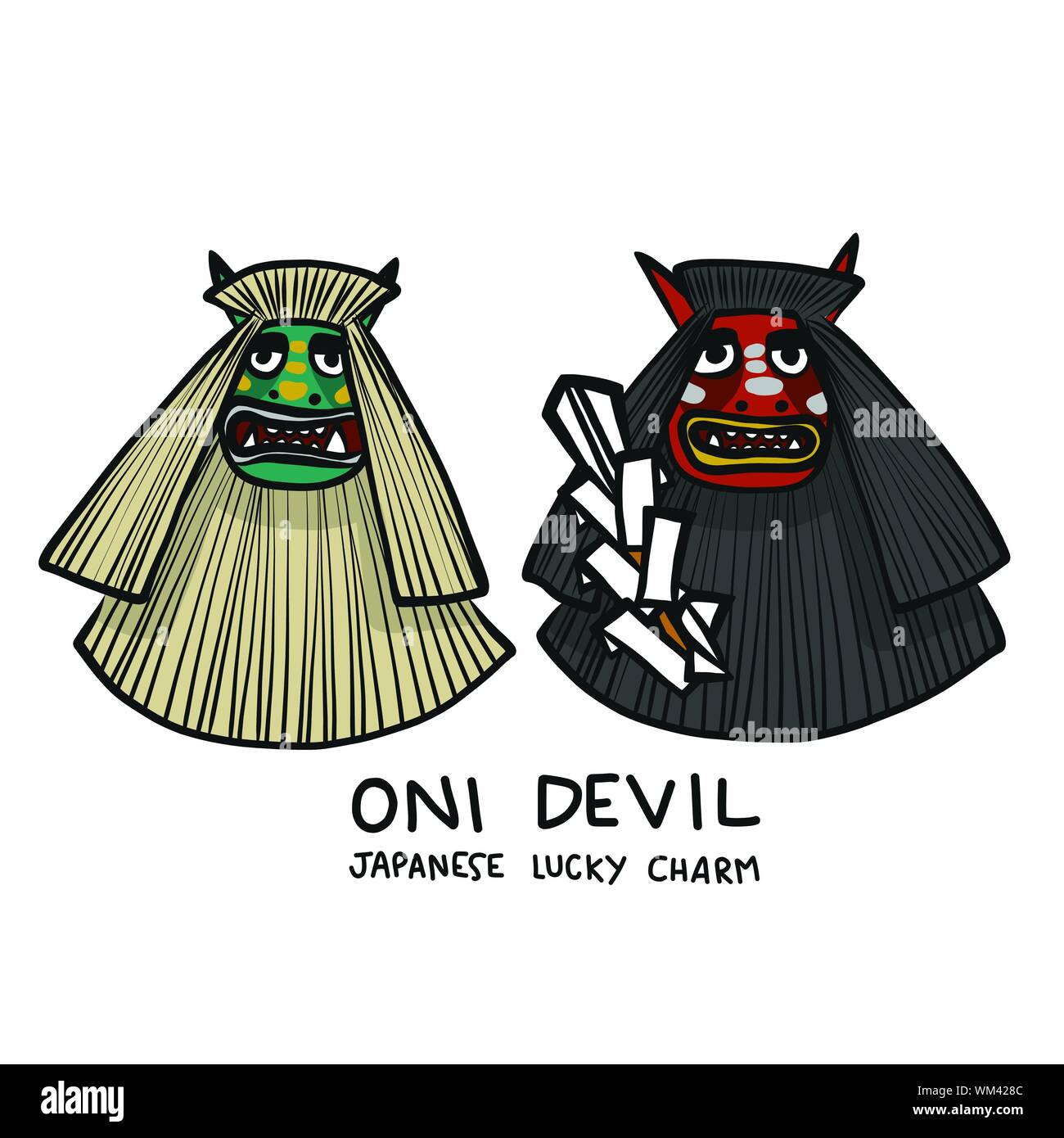 Oni Devil Japanese lucky charm cartoon vector illustration Stock Vector ...