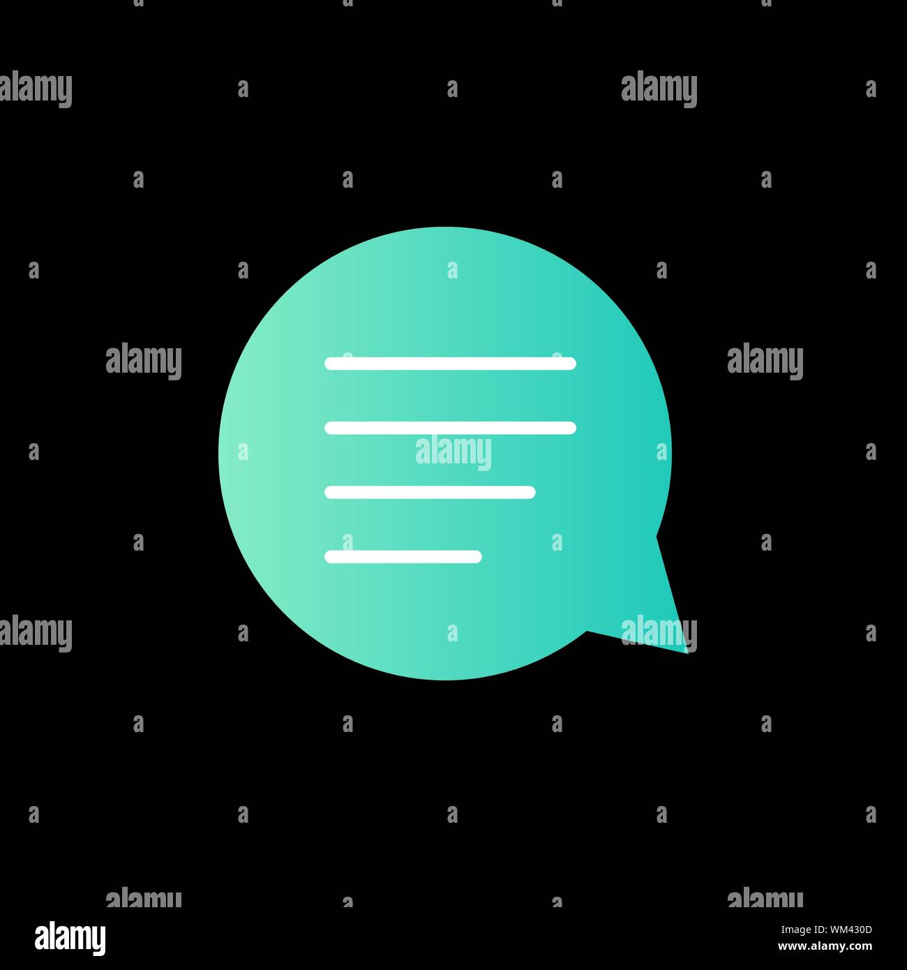 Chat bubble with line simple colorful icon isolated on black Stock ...