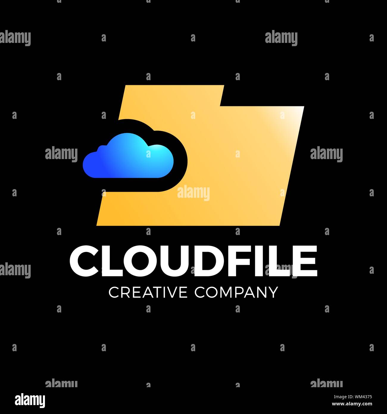 Cloud file logotype storage with document or folder icon Stock Vector ...