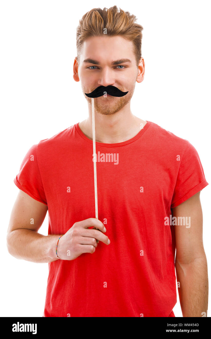 Girl holding fake moustache hi-res stock photography and images - Alamy
