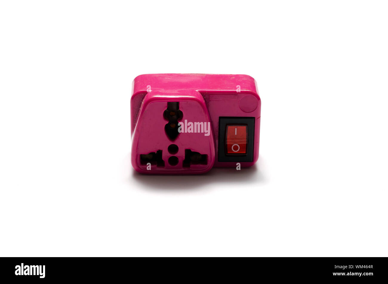 pink adapter plug on a white background Stock Photo - Alamy