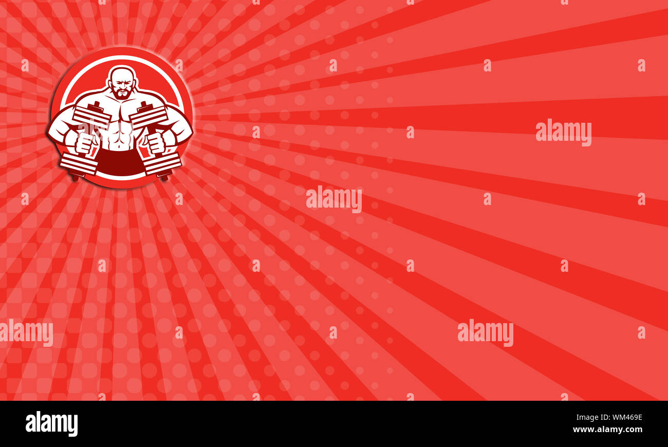 Business card showing illustration of a bodybuilder lifting dumbbell ...